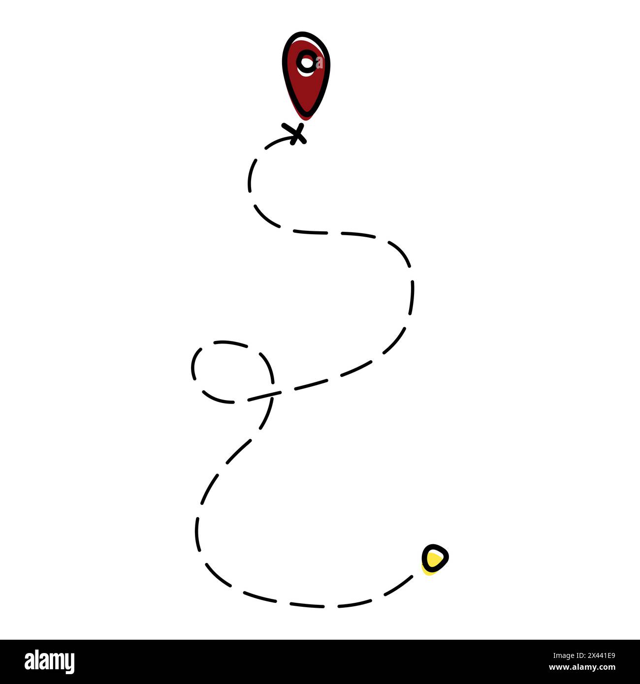 Road Line path Vector icon of Route with Start point and dash line ...