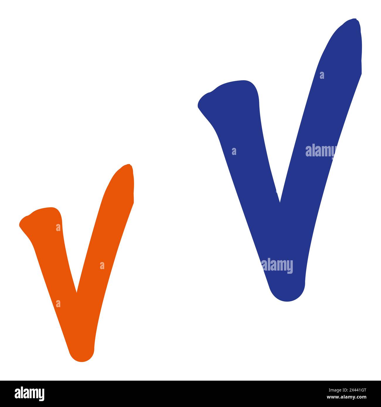 Flat hand drawn tick v vector illustration isolated on white background ...