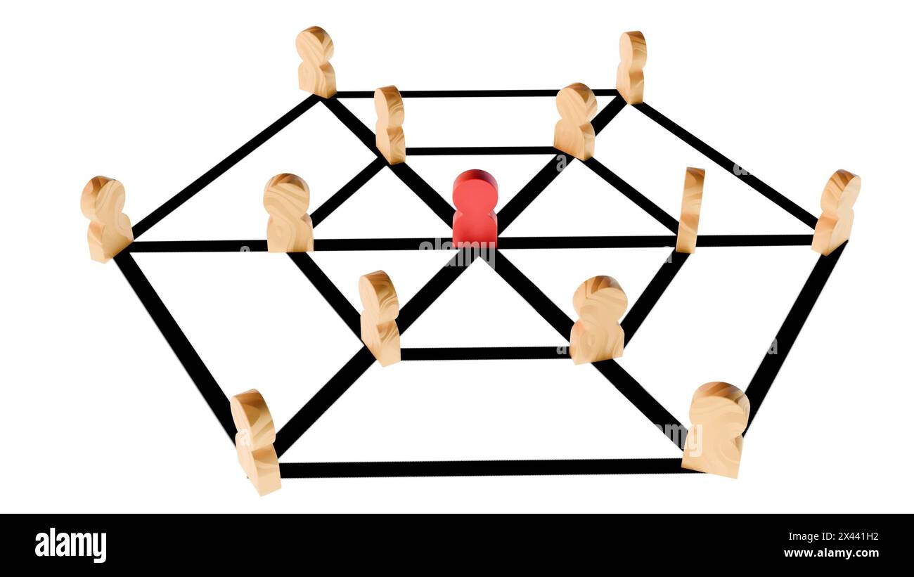 3d Rendering Of Human Figurines And Connected Lines Social Concept As