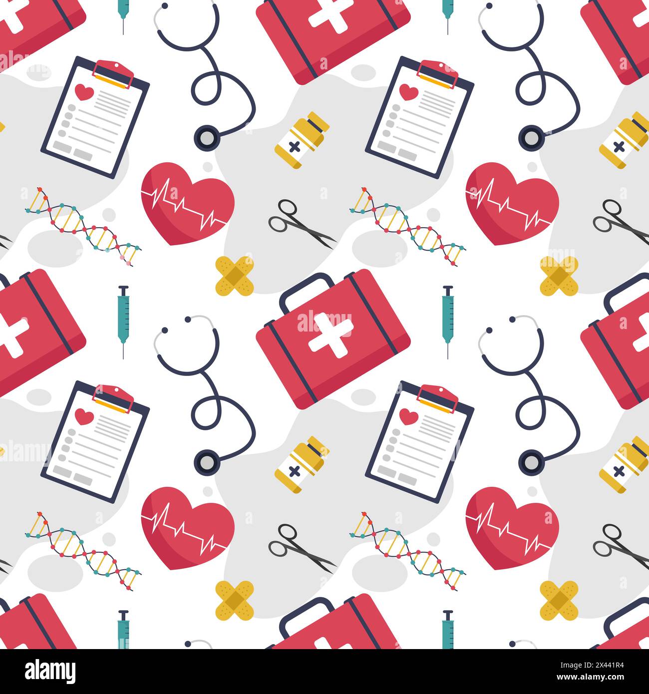 Doctors Seamless Pattern Design with Medical Equipment in Template Hand ...