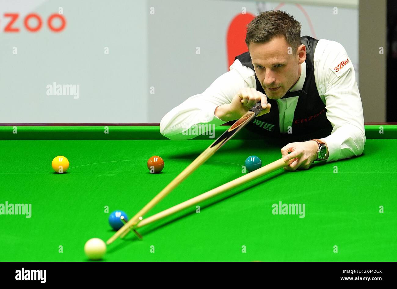 David Gilbert in action against Stephen Maguire (not pictured) on day ...