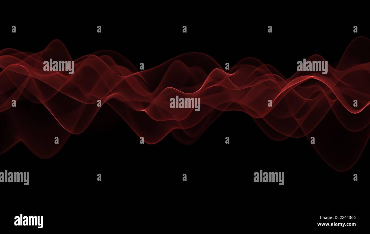 Abstract red waves. Oscillation. Audio waveform. Futuristic waves ...