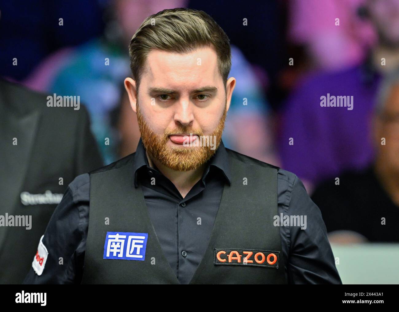 Jak Jones reacts, during the Cazoo World Championships 2024 at Crucible ...
