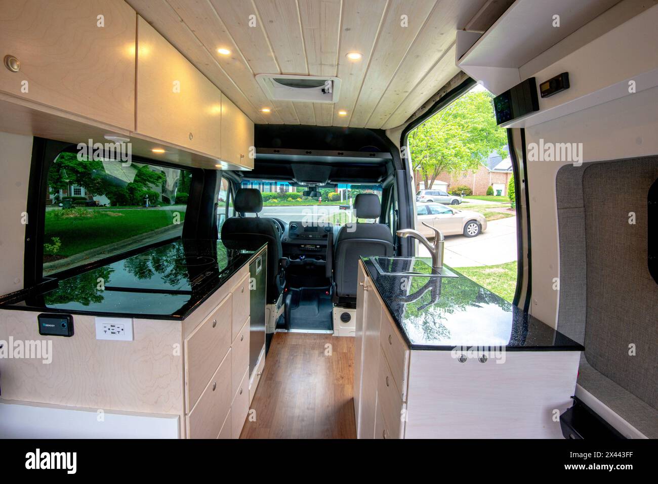 Interior of a Mercedes Benz cargo van after converting into an motor ...