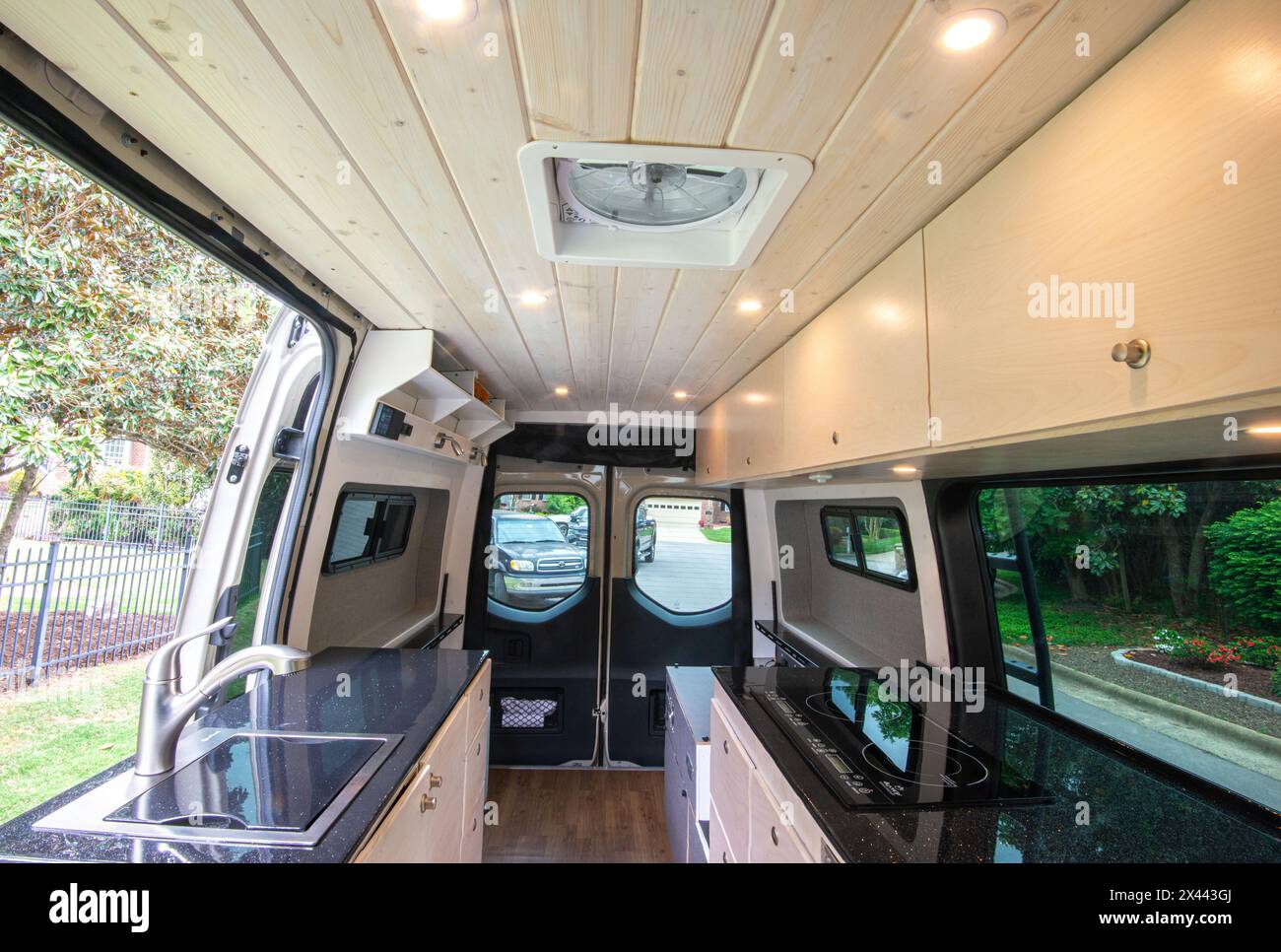 Interior of a Mercedes Benz cargo van after converting into an motor ...