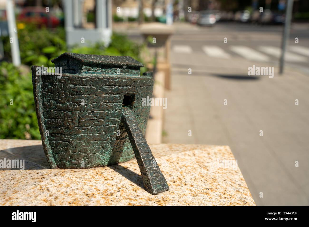 Budapest, Hungary - April 13, 2024: Bronze mini sculpture of Noah's Ark ...