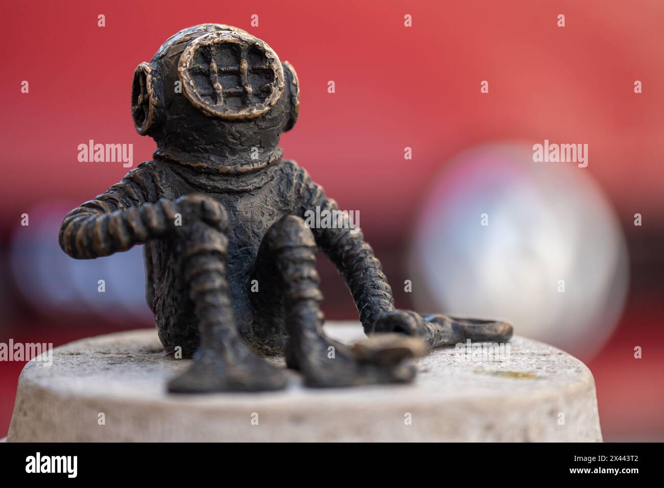 Budapest, Hungary - April 13, 2024: Kolodko diver mini bronze sculpture ...