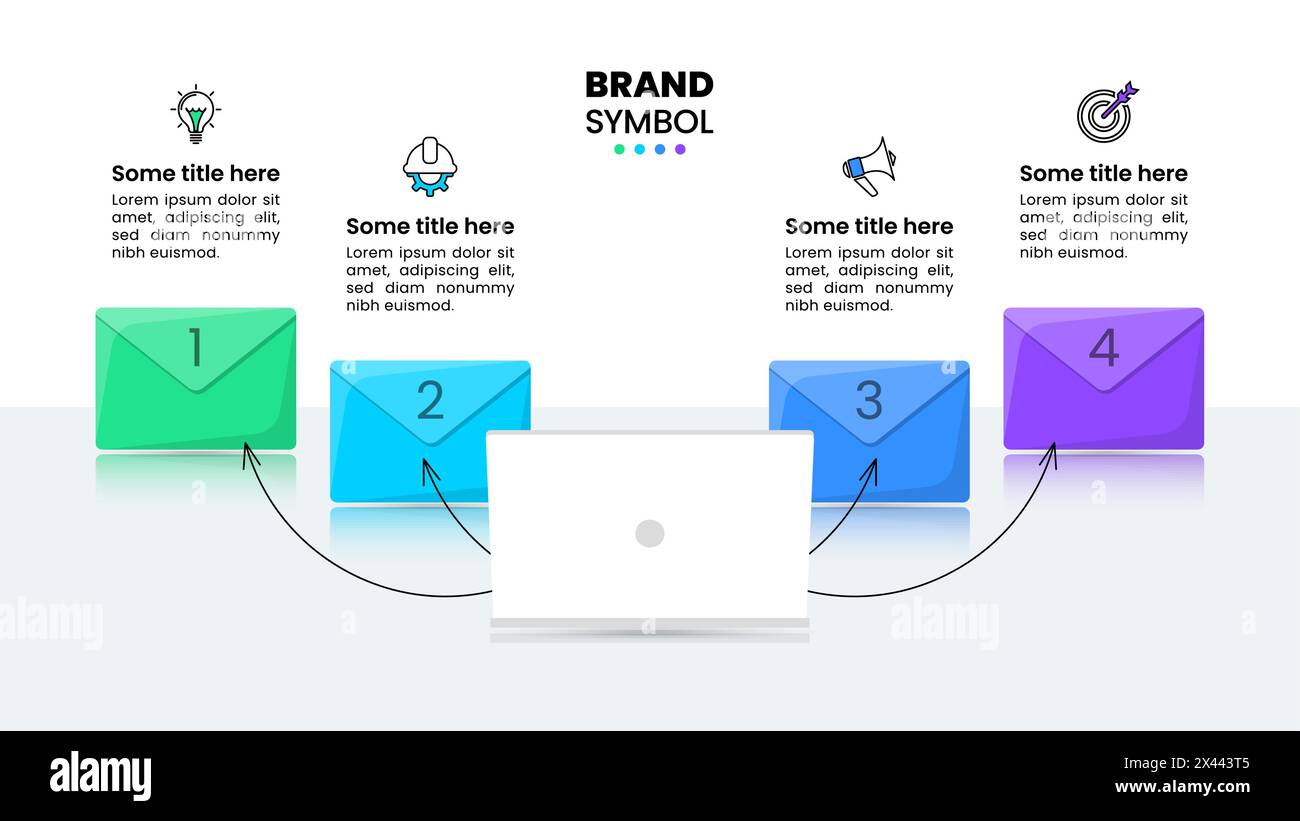 Infographic template with icons and 4 options or steps. Email marketing ...