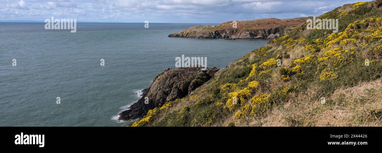 Portpatrick footpath walk and cliffs of sea at Dumfries and Galloway ...