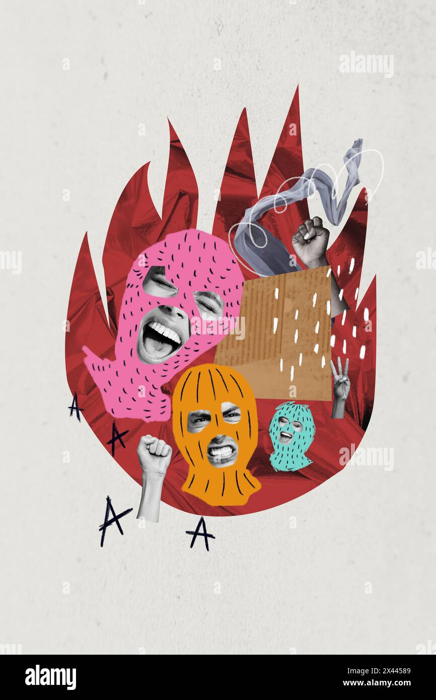 Composite trend photo collage of black white anarchy fight incognito ...