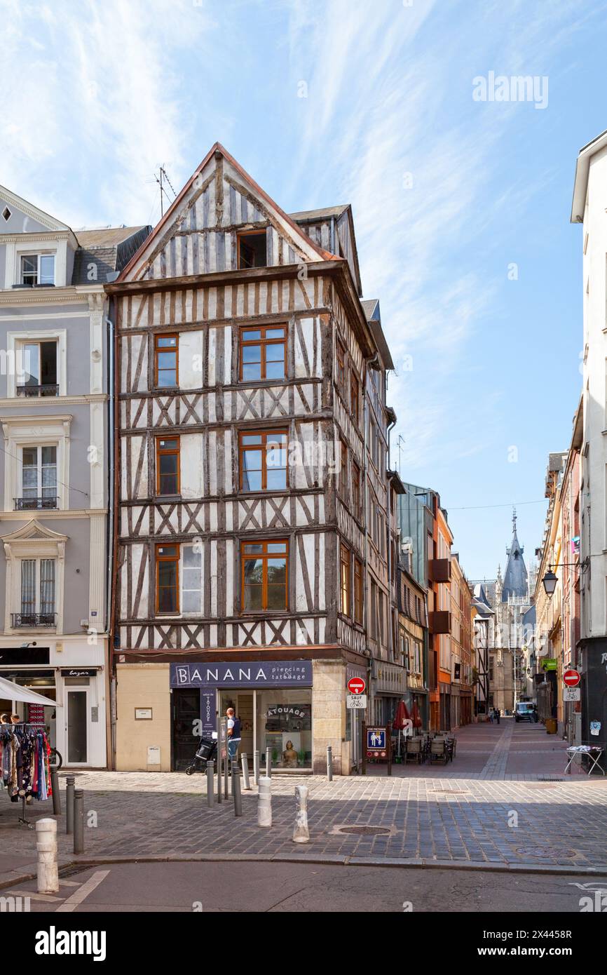 Rouen, france - July 21 2017: Halg-timbered building with the Tribunal ...