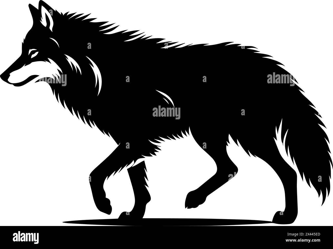 Wolf walking silhouette clip art. Vector illustration Stock Vector ...