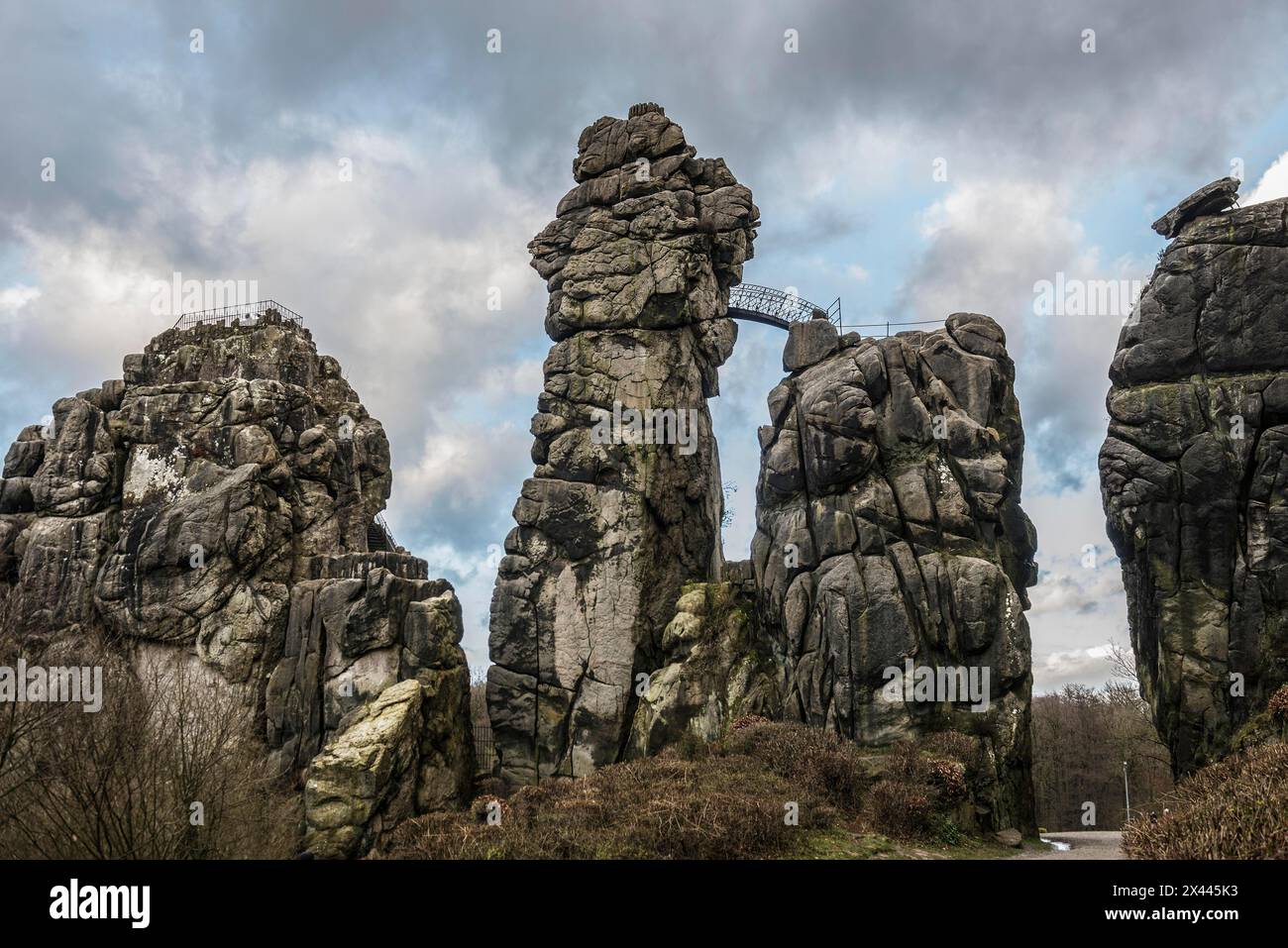 Externsteine, sandstone formation, Teutoburg Forest, Horn-Bad Meinberg ...