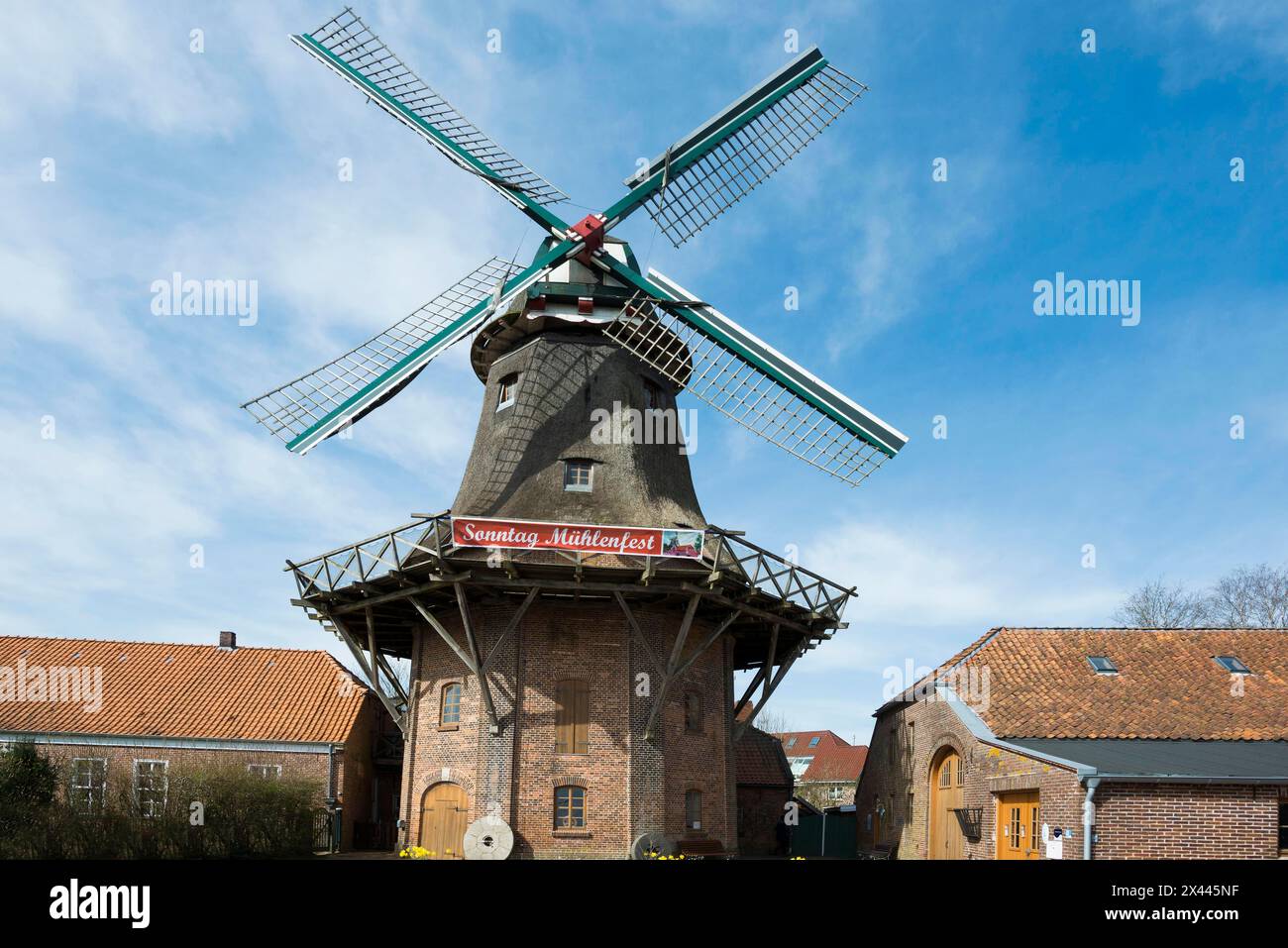 Historic windmill, slaughter mill, two-storey gallery windmill with ...