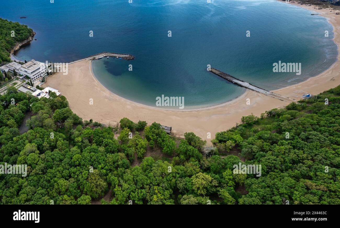 Aerial view to beautiful Perla beach near to Primorsko, Bulgaria Stock ...