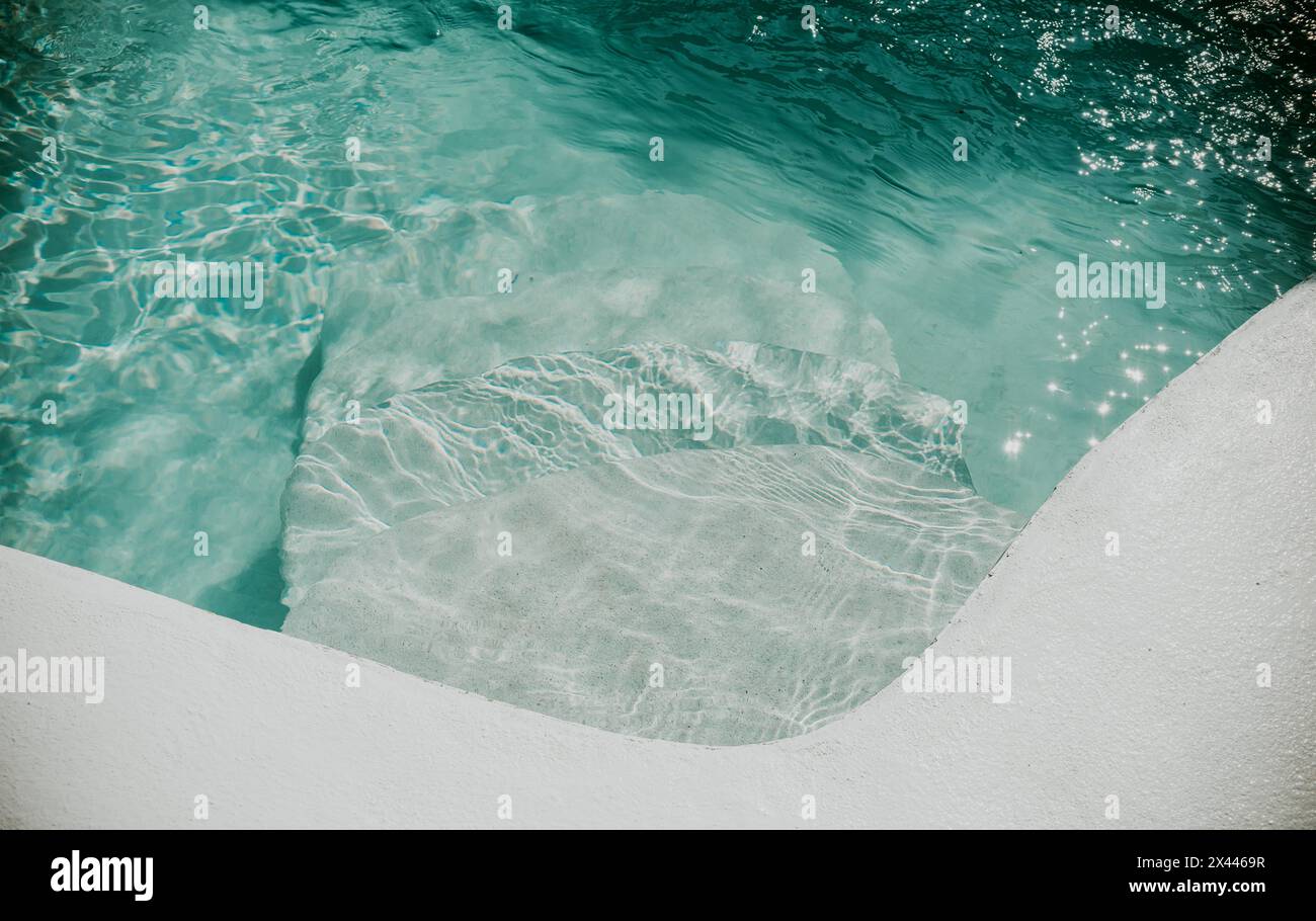 Design and detail of stairs of a home pool. Details of stairs of a home ...