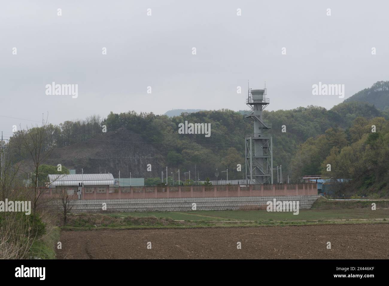 Natural gas vent stack tower at supply station in rural community of ...