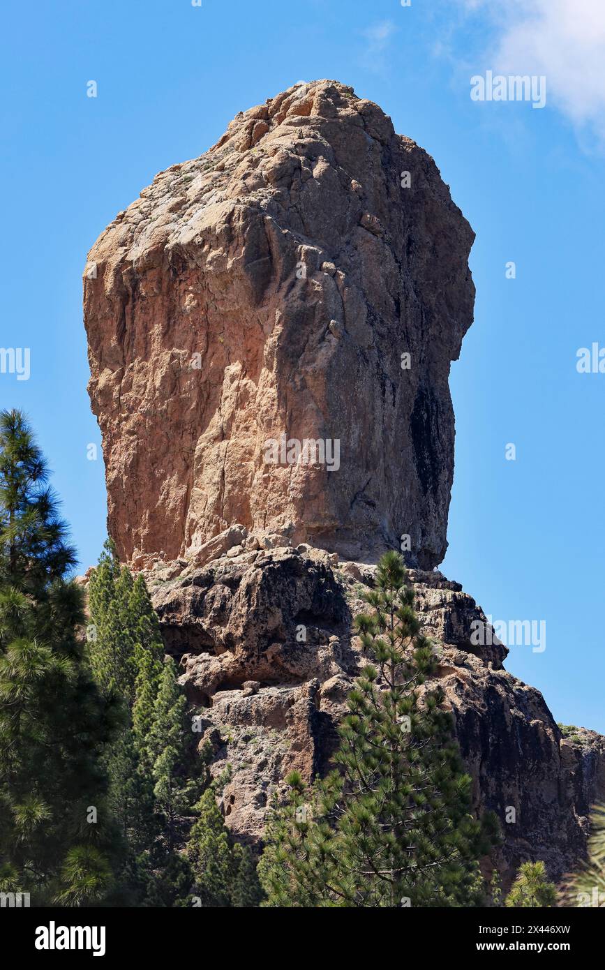 Mighty basalt rock Roque Nublo, also known as Cloud Rock, landmark and ...