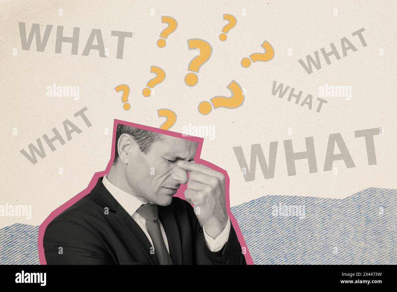 Trend artwork composite collage of silhouette young business man suffer ...