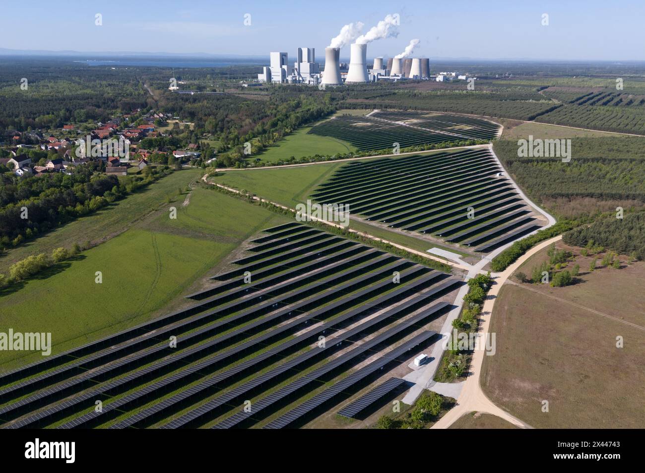 Boxberg, Germany. 30th Apr, 2024. A ground-mounted photovoltaic system ...