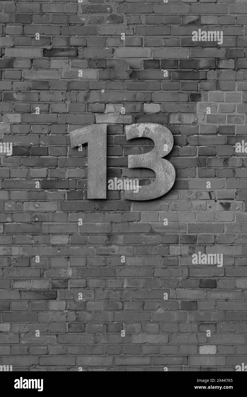 House number plate, number 13, digit, anniversary, birthday, North ...