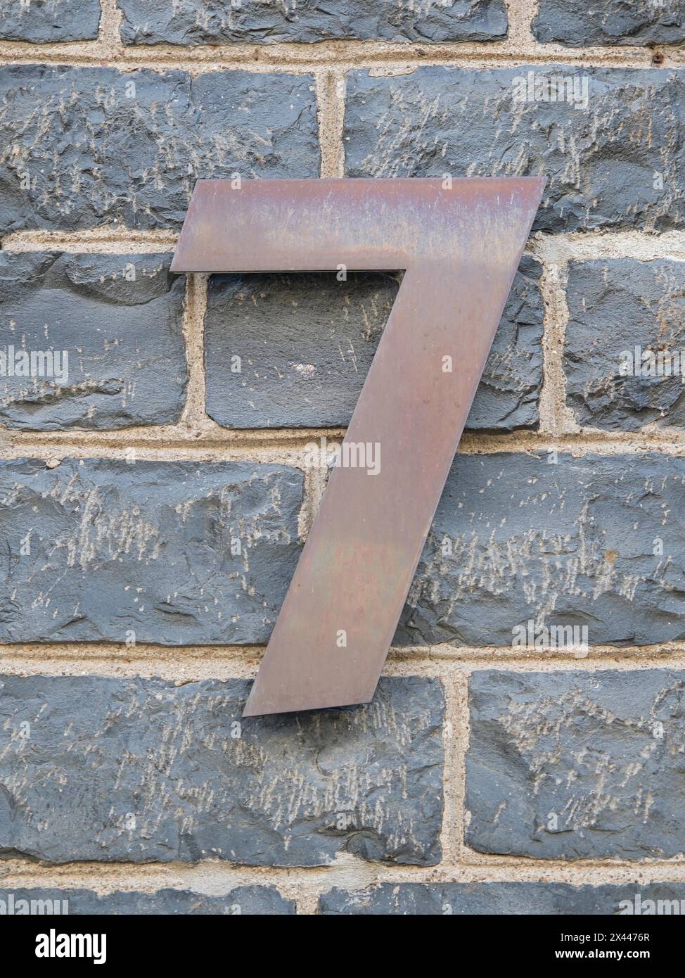 House number plate, number 7, digit, anniversary, birthday, North Rhine ...