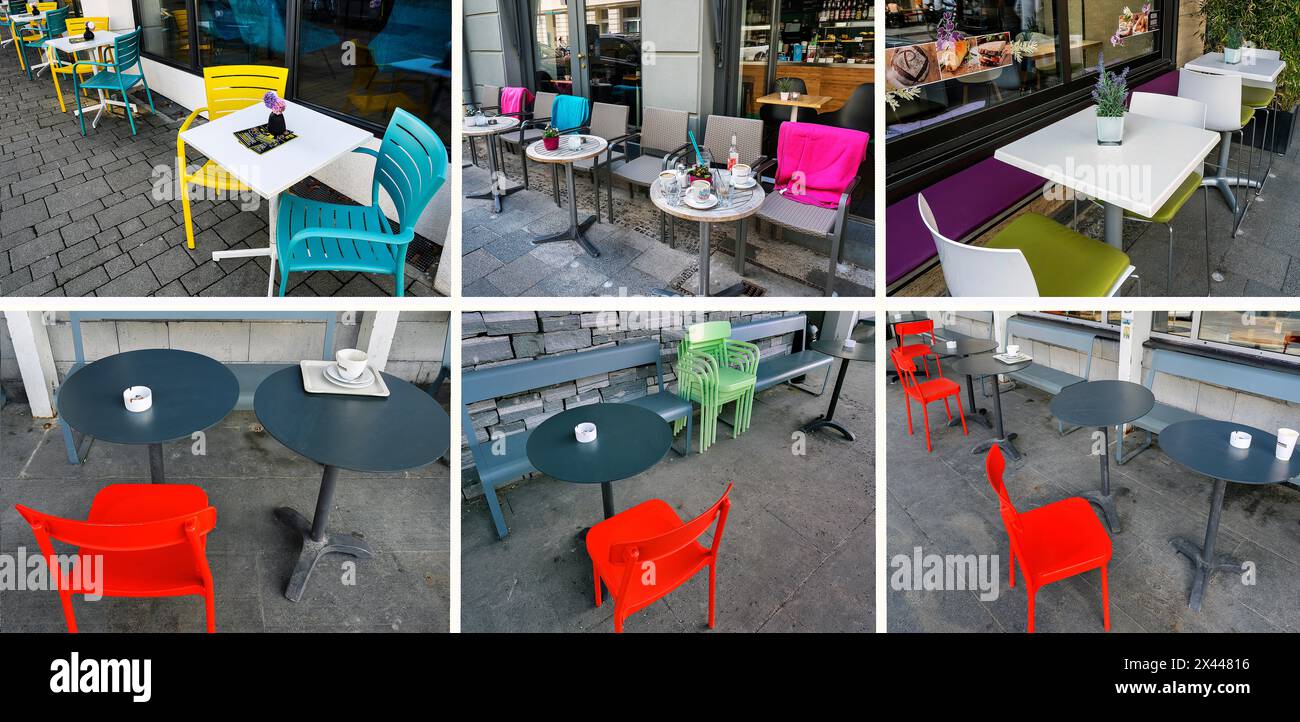 Tables and chairs, street cafes, Bavaria, Germany Stock Photo - Alamy