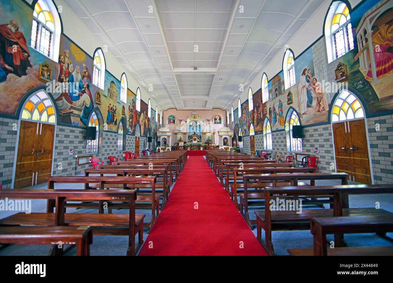 Sacred Heart Church, interior view, Pambanar, Kerala, India Stock Photo ...