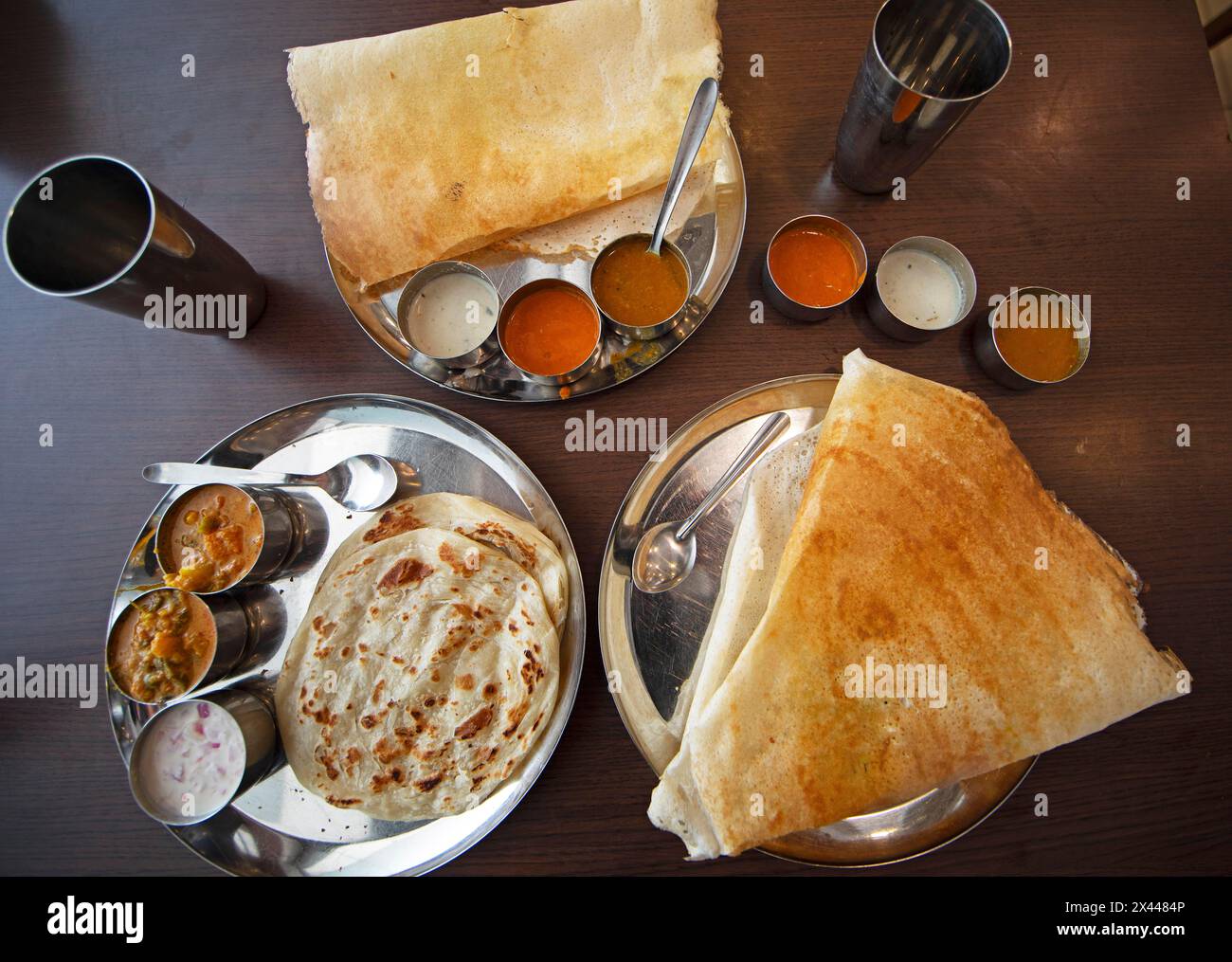 Masala Dosa and Paratta, traditional Kerala dish, Kerala, India Stock ...