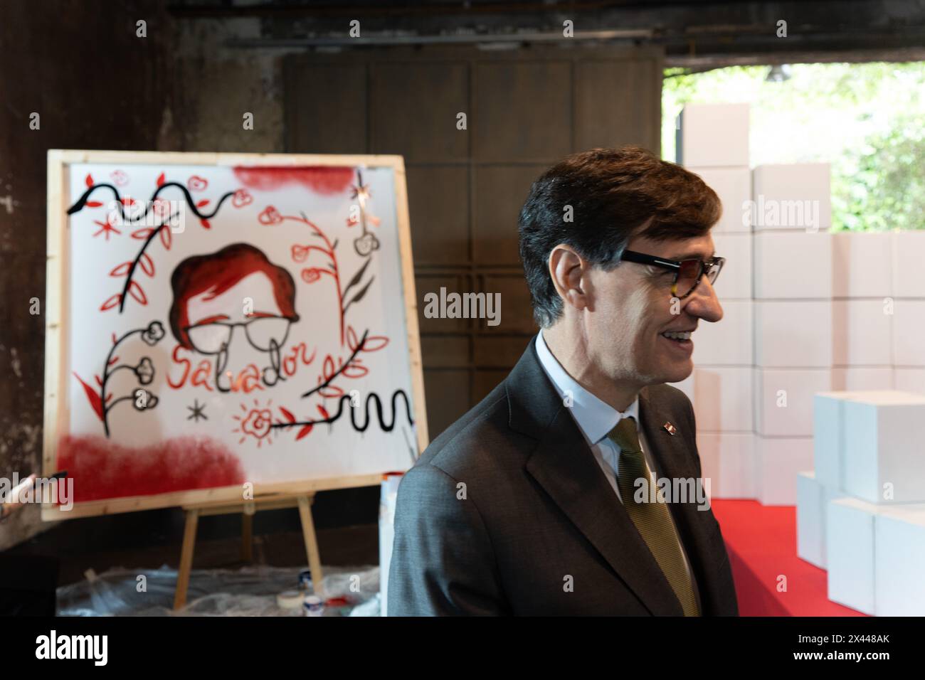 Barcelona, Spain. 30th Apr, 2024. Salvador Illa presents a support ...