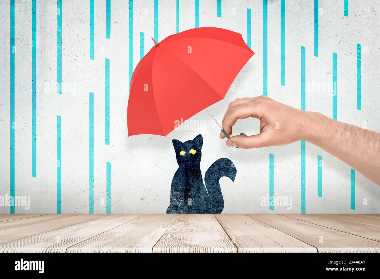 Anonymous human hand holding red umbrella Stock Photo - Alamy
