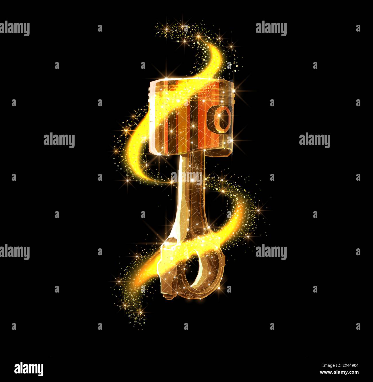 One piston with oil splash. Abstract 3d illustration. Motor oil, Car ...