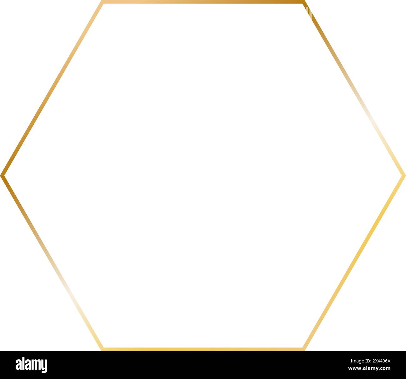 Gold hexagon frame. Vector outline thin aesthetic border for ...