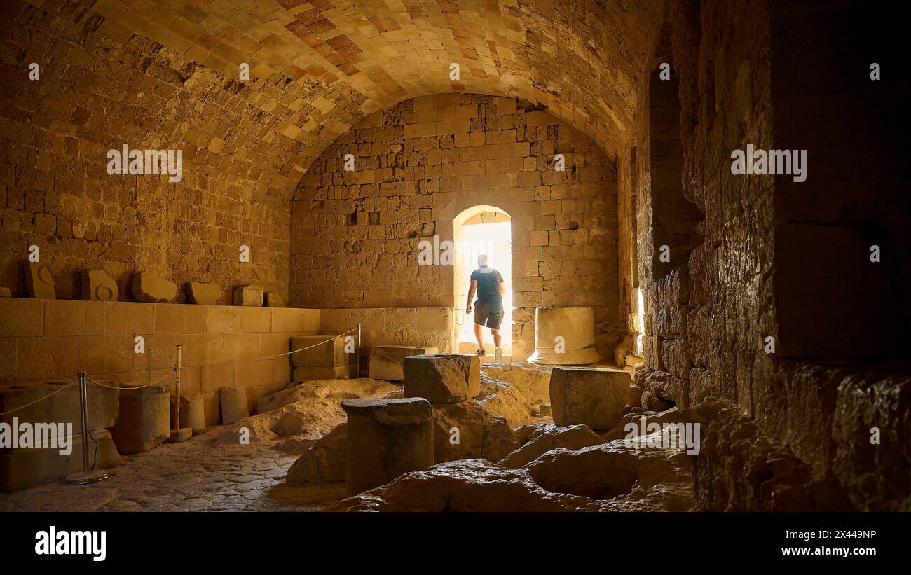 Knight's building, ground floor, A person stands in an illuminated ...
