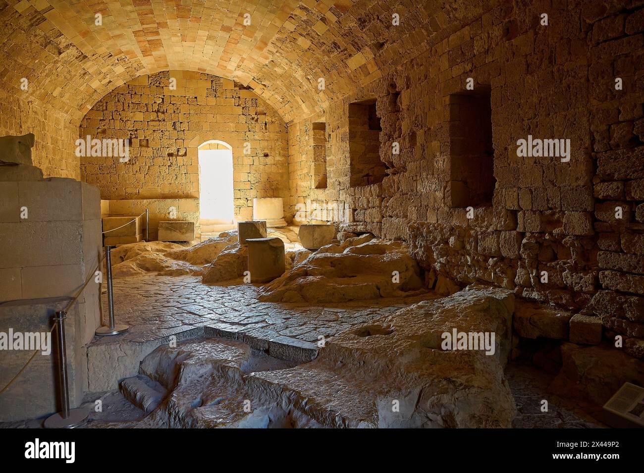Knights' building, ground floor, interior of an old ruin with stone ...