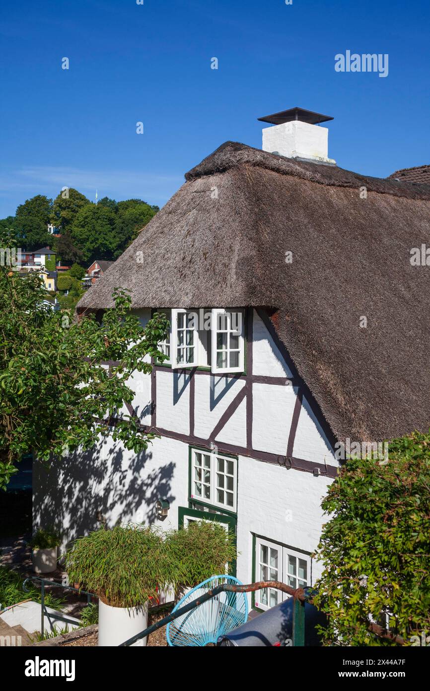 Old thatched half-timbered house in the Treppenviertel, residential ...
