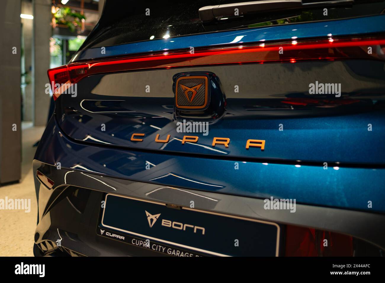 new blue fully electric CUPRA Born, Spanish counterpart VW ID.3 sleek ...