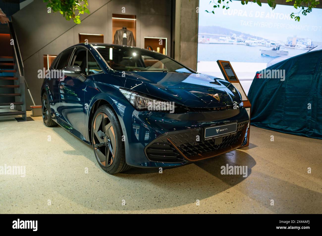 new blue fully electric CUPRA Born, Spanish counterpart VW ID.3 sleek ...