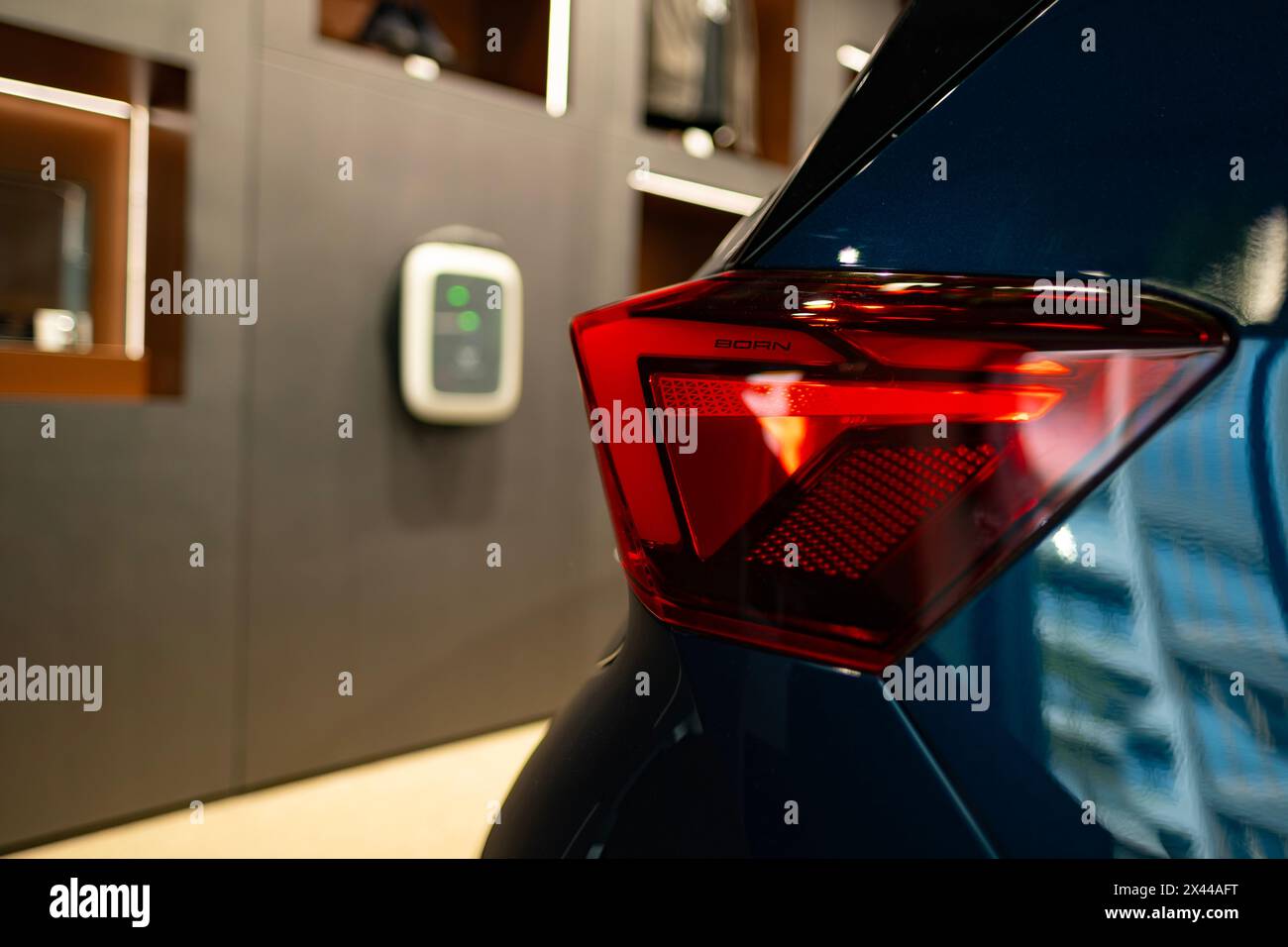 close-up tail lights fully electric CUPRA Born, Spanish counterpart VW ...