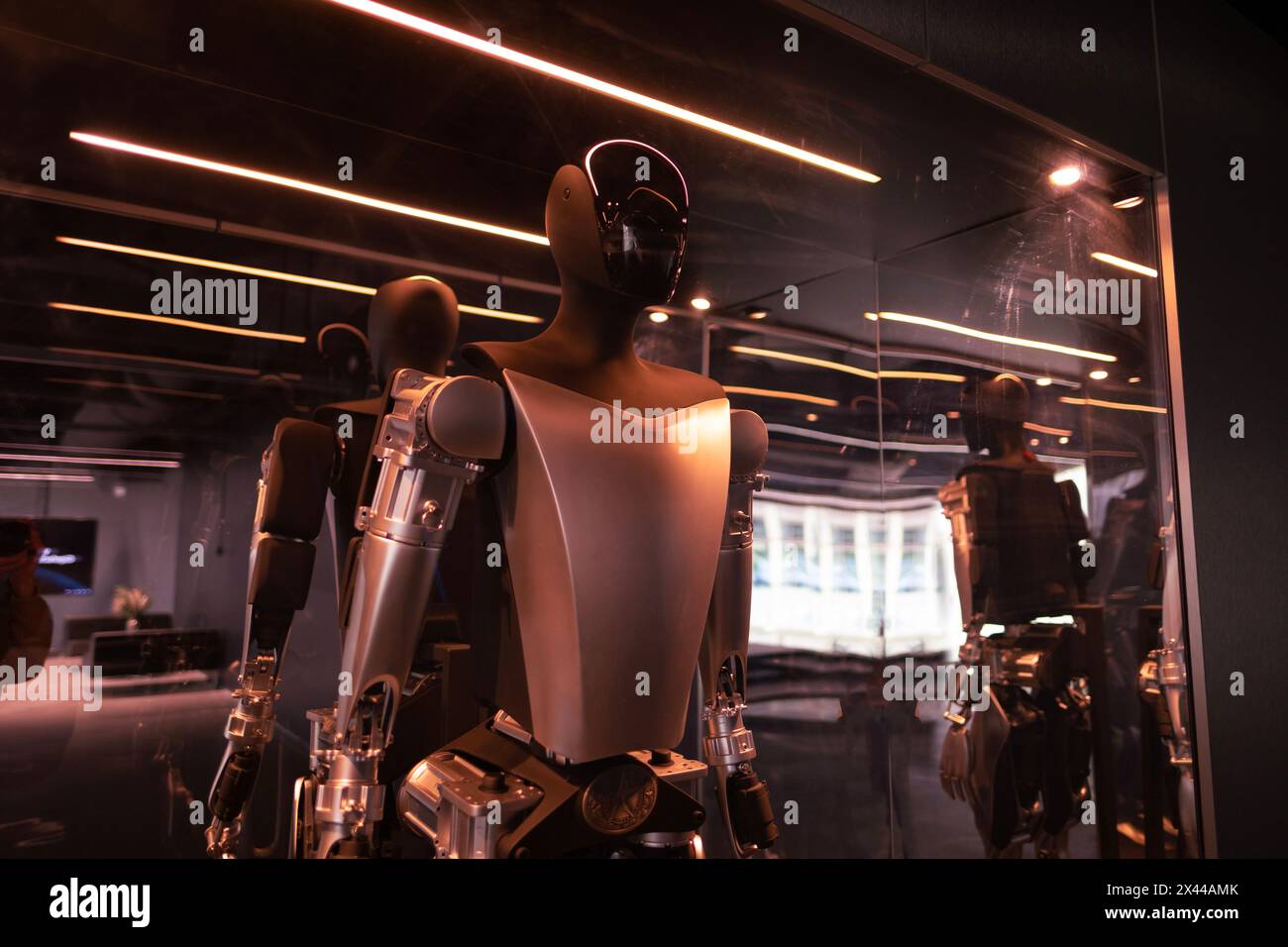 futuristic humanoid robot named Tesla Bot Optimus, artificial ...