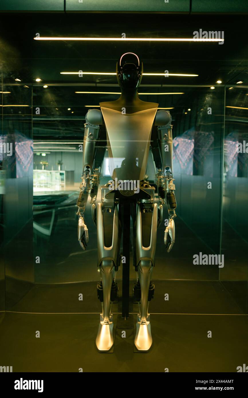 futuristic humanoid robot named Tesla Bot Optimus, artificial ...