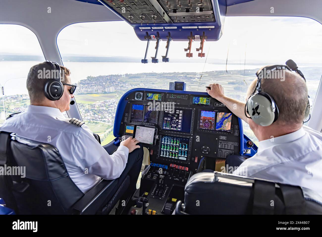 Zeppelin flight over Lake Constance and the Lake Constance region, view ...