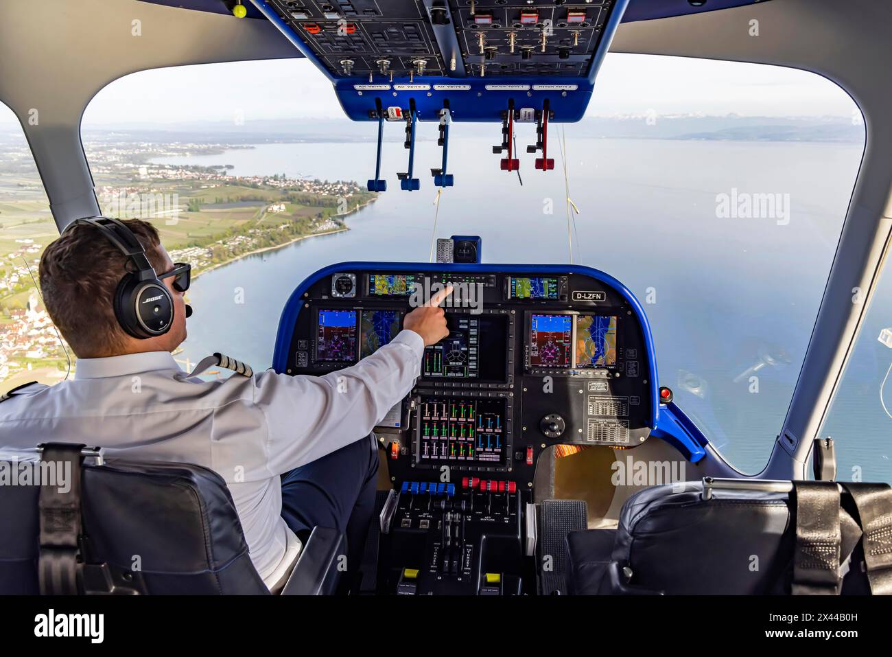 Zeppelin flight over Lake Constance and the Lake Constance region, view ...