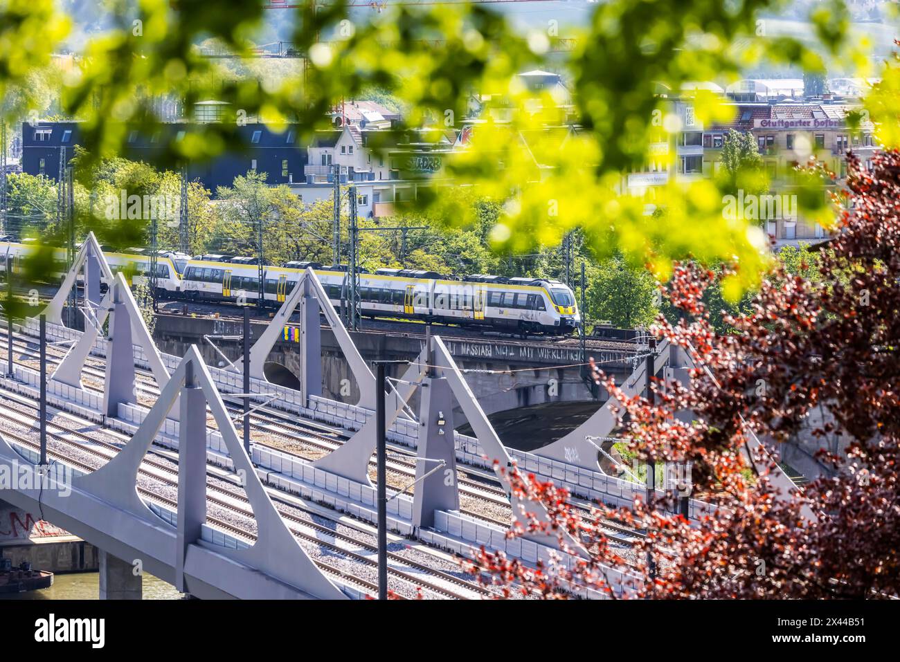Neckar Bridge, a Stuttgart 21 project. The railway bridge crosses the ...
