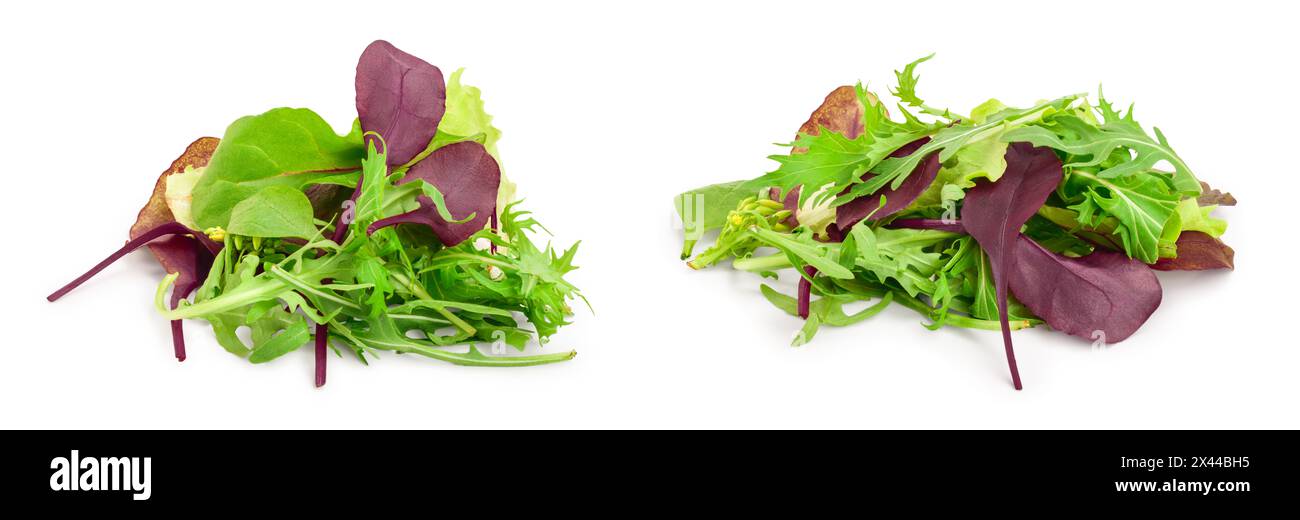 Mix of different salads isolated on white background Stock Photo - Alamy