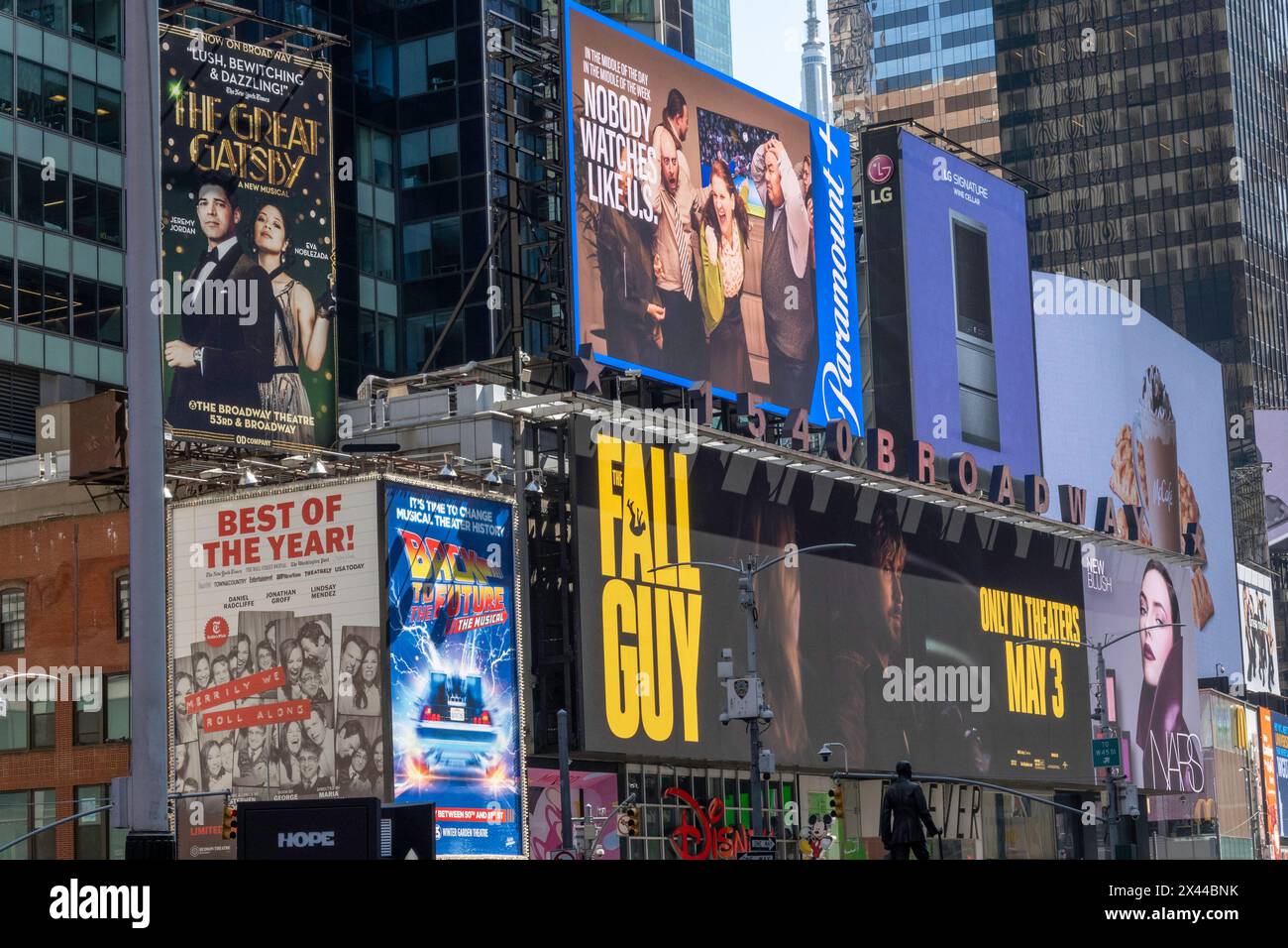Times Square buildings are covered with bright electronic billboards 24 ...
