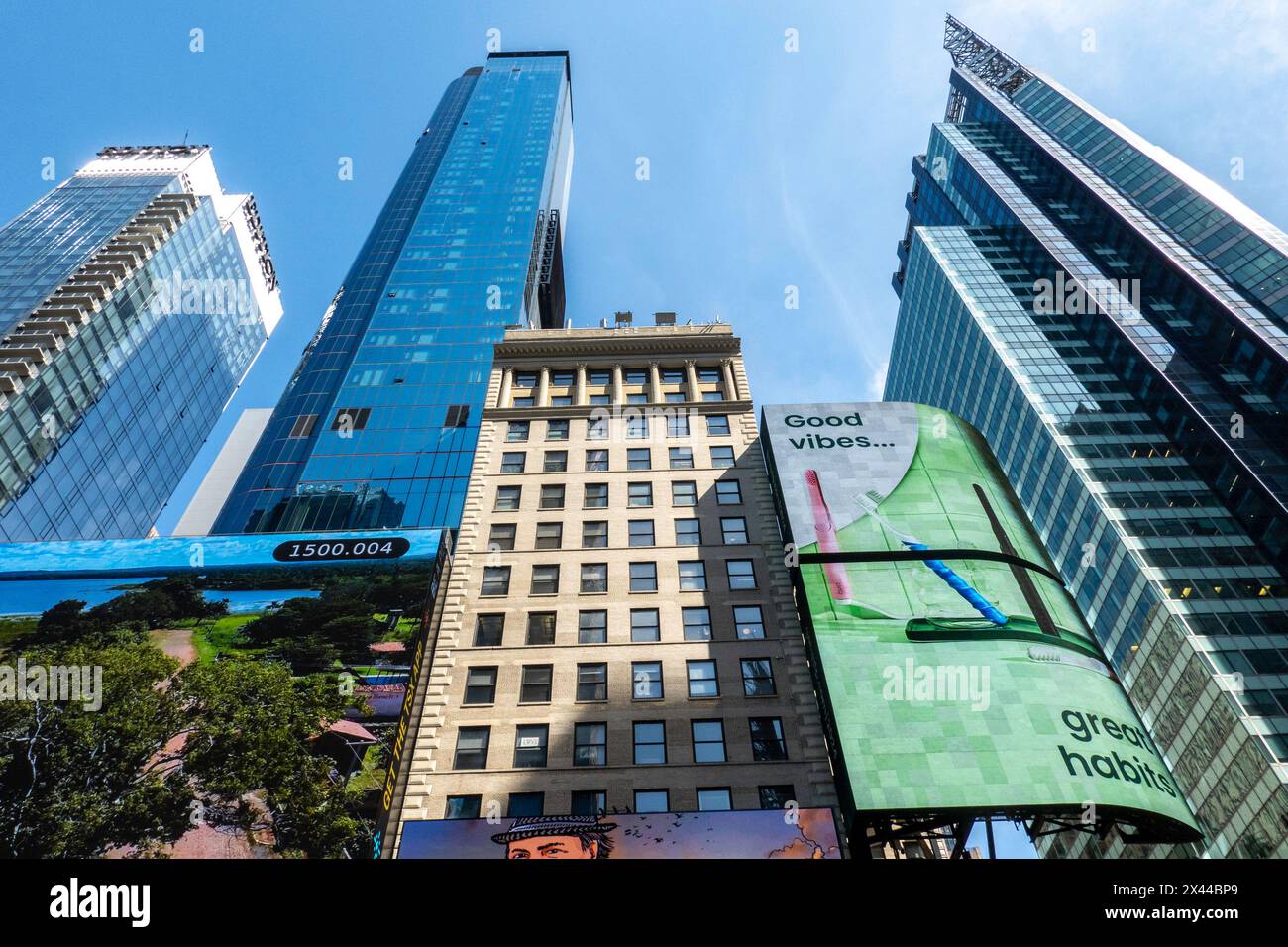 Times Square buildings are covered with bright electronic billboards 24 ...