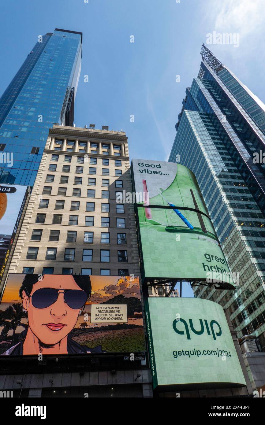 Times Square buildings are covered with bright electronic billboards 24 ...