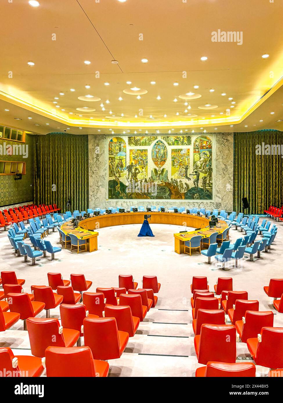 Room of the United Nations Security Council at the UN headquarters in ...