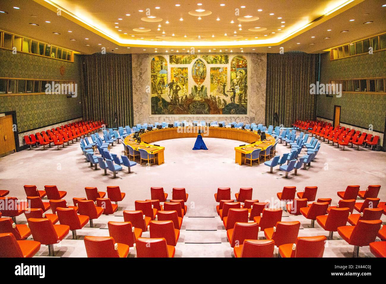 Room of the United Nations Security Council at the UN headquarters in ...